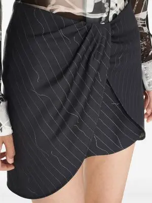 Off-White Pinstripe Draped Miniskirt - Grey