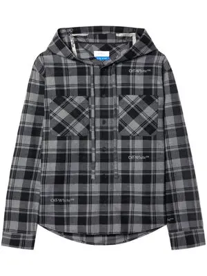 Off-White Checked Hooded Shirt