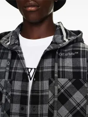 Off-White Checked Hooded Shirt