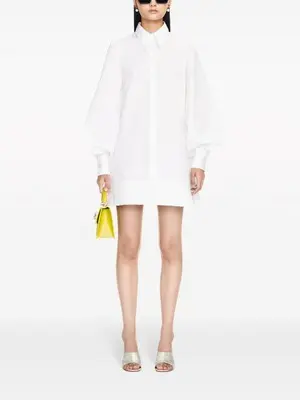 Off-White Poplin Pleated Shirt Dress