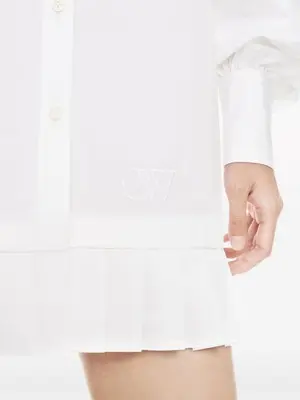 Off-White Poplin Pleated Shirt Dress