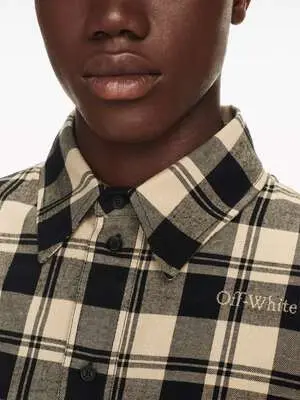 Off-White Plaid Flannel Shirt - Neutrals
