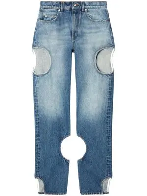 Off-White Cut-out Straight-leg Jeans - Blue
