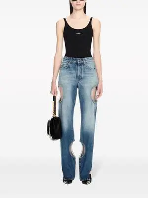 Off-White Cut-out Straight-leg Jeans