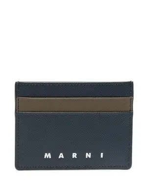Marni Logo-debossed Leather Cardholder - Blue