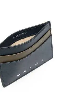 Marni Logo-debossed Leather Cardholder - Blue