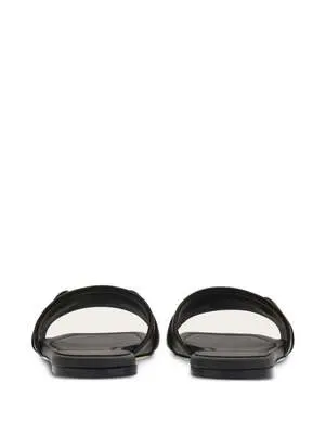 FERRAGAMO Gancini Embellished Flat Slides - Black