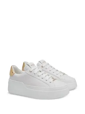 FERRAGAMO Calfskin Platform Wedge Sneakers - White