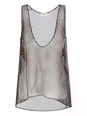 Saint Laurent Polka Dot-print Sleeveless Silk Top