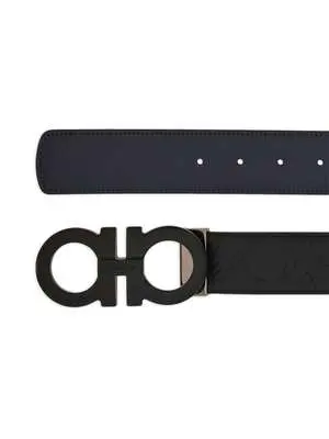 FERRAGAMO Gancini Reversible Leather Belt - Blue