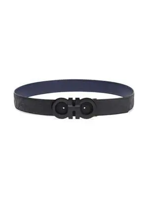 FERRAGAMO Gancini Reversible Leather Belt - Blue