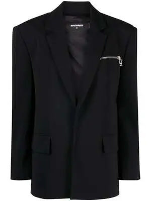 Dsquared2 Single-breasted Blazer With Logo Charm