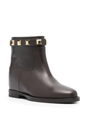 VIA ROMA 15 Santa Monica Leather Ankle Boots - Brown