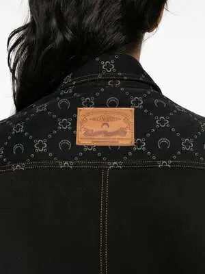 MARINE SERRE Crescent Moon Print Zip-up Denim Jacket