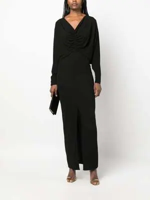 Saint Laurent Draped Maxi Dress - Black