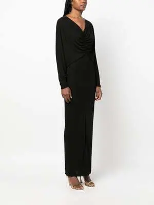 Saint Laurent Draped Maxi Dress - Black