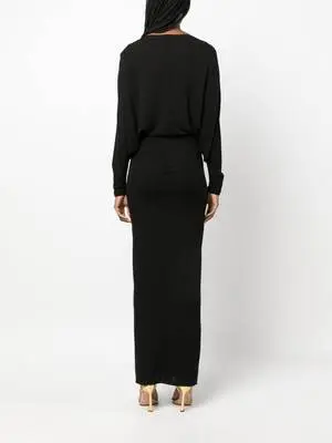 Saint Laurent Draped Maxi Dress - Black