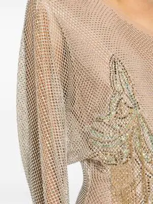 GENNY Mesh Rhinestone-embellished Dress