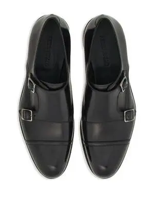 FERRAGAMO Tramezza Double-monkstrap Leather Monk Shoes