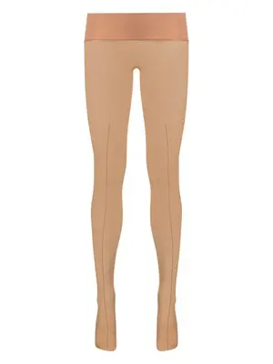 MAISON CLOSE Seamless Crotchless Semi-sheer Tights - Neutrals