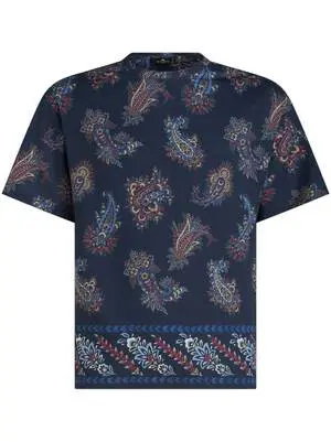 Etro Paisley-print Cotton T-shirt - Blue