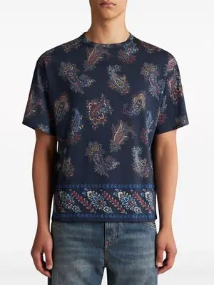 Etro Paisley-print Cotton T-shirt - Blue
