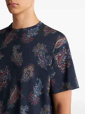 Etro Paisley-print Cotton T-shirt - Blue