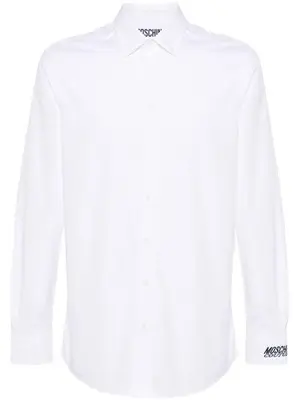 Moschino Logo-embroidered Cotton Shirt - White