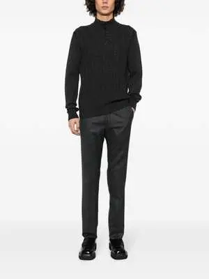 Corneliani Herringbone Mock-neck Jumper