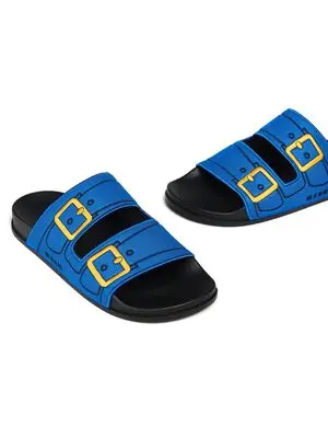 Marni Embroidered Slip-on Slides - Blue