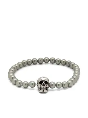 Alexander McQueen Skull Pearl Bracelet - Silver