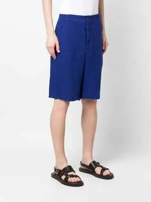 120% Lino Linen Bermuda Shorts - Blue