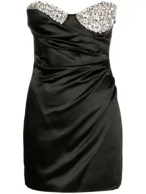 AREA Crystal-embellished Draped Minidress
