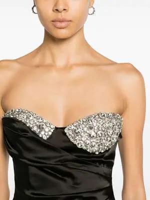 AREA Crystal-embellished Draped Minidress