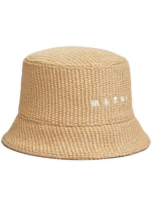 Marni Logo-embroidered Bucket Hat - Neutrals