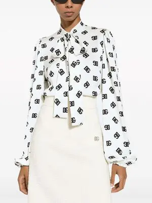 Dolce & Gabbana Logo-print Attached-scarf Shirt