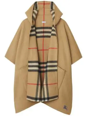 Burberry Embroidered Hooded Cashmere Cape - Neutrals
