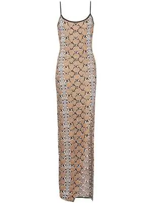 Balmain Python-jacquard Glittered Maxi Dress - Brown
