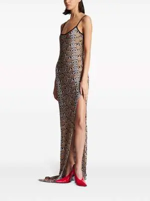 Balmain Python-jacquard Glittered Maxi Dress - Brown