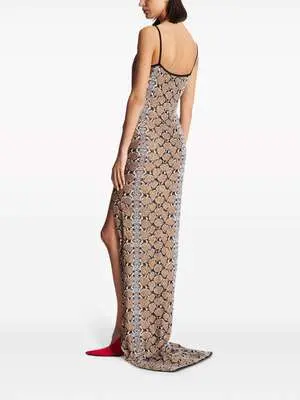Balmain Python-jacquard Glittered Maxi Dress - Brown