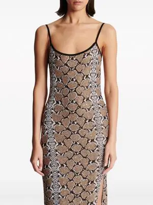 Balmain Python-jacquard Glittered Maxi Dress - Brown
