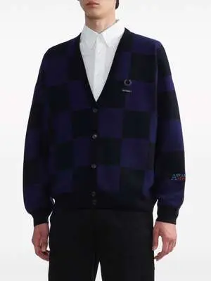 Fred Perry X Raf Simons Checkered Cotton Cardigan
