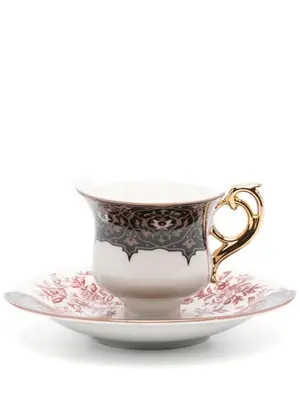 SELETTI Hybrid Sagala Floral-print Coffee Cup Set - White