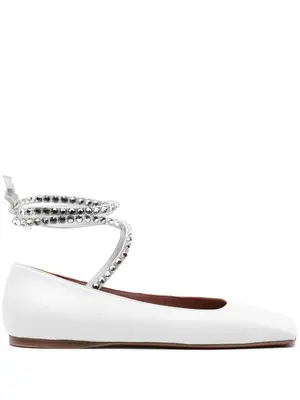 Amina Muaddi Anne Lace-up Ballerinas - White