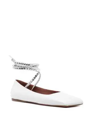 Amina Muaddi Anne Lace-up Ballerinas - White