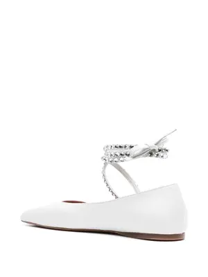 Amina Muaddi Anne Lace-up Ballerinas - White