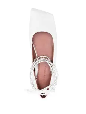 Amina Muaddi Anne Lace-up Ballerinas - White