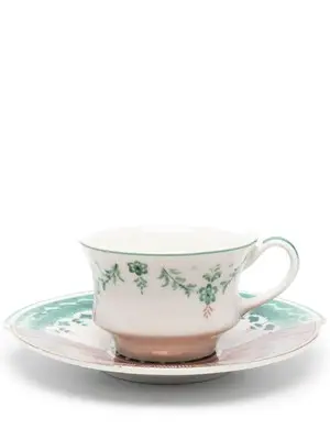 SELETTI Hybrid Chucuito Floral-print Coffee Cup Set - Green