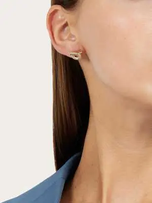 FERRAGAMO Gancini Rhinestone Earrings - Gold