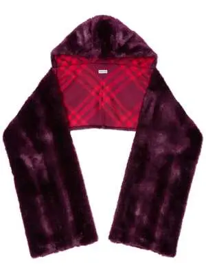 Burberry Faux-fur Hooded Scarf - Red